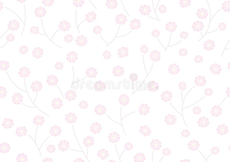 Seamless Vector Background with a Pink Floral Pattern on a White ...