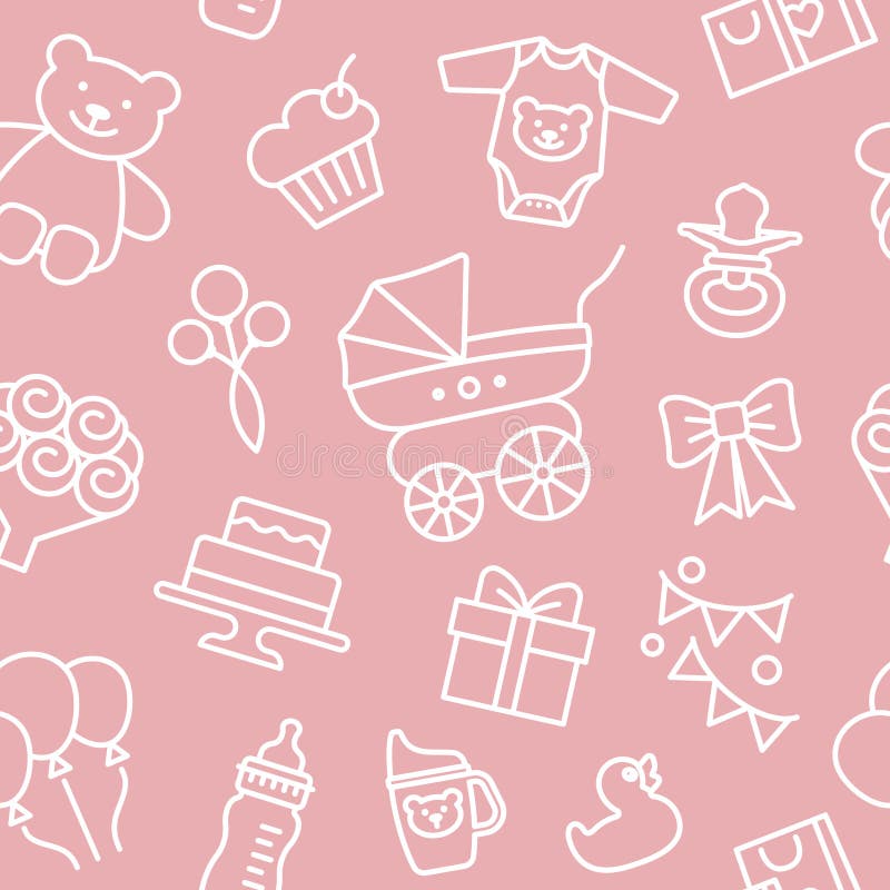 Seamless Vector Background on the Theme of Celebrating a Baby Shower ...