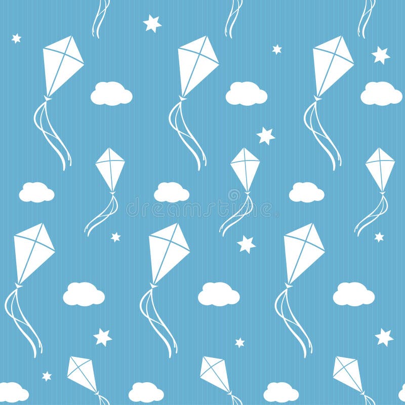Blue kites wallpaper stock illustration. Illustration of patterned ...