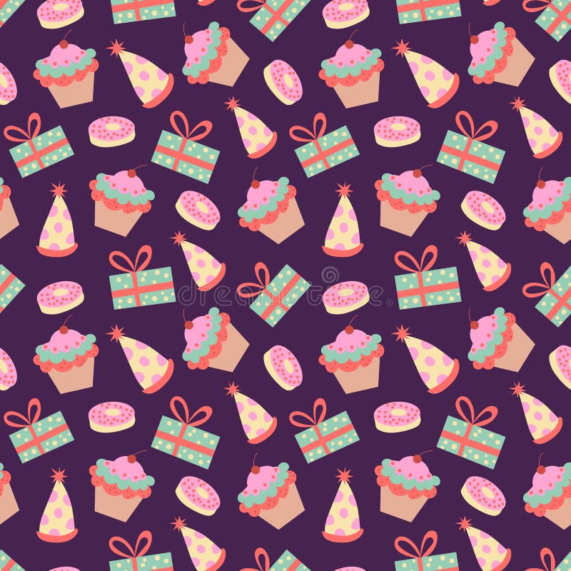 Seamless of Vector Birthday Party in Vector Stock Vector - Illustration ...