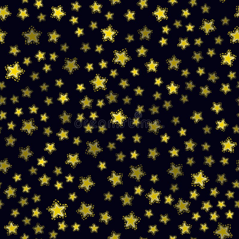 Seamless Vector Black Pattern with Yellow Stars. Absctract Nordic ...