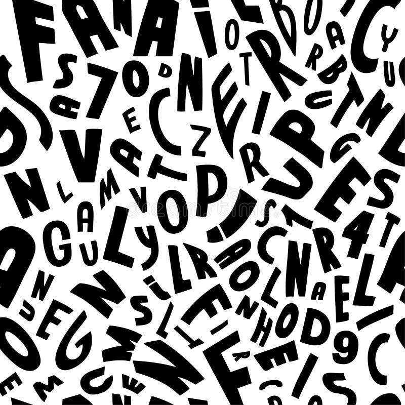 Seamless Vector Black on White Letters Pattern Stock Vector ...