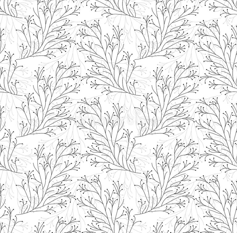Seamless Vector Black and White Vine Pattern Stock Vector ...