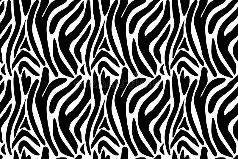 Seamless Vector Black and White Zebra Fur Pattern. Stylish Wild Zebra ...