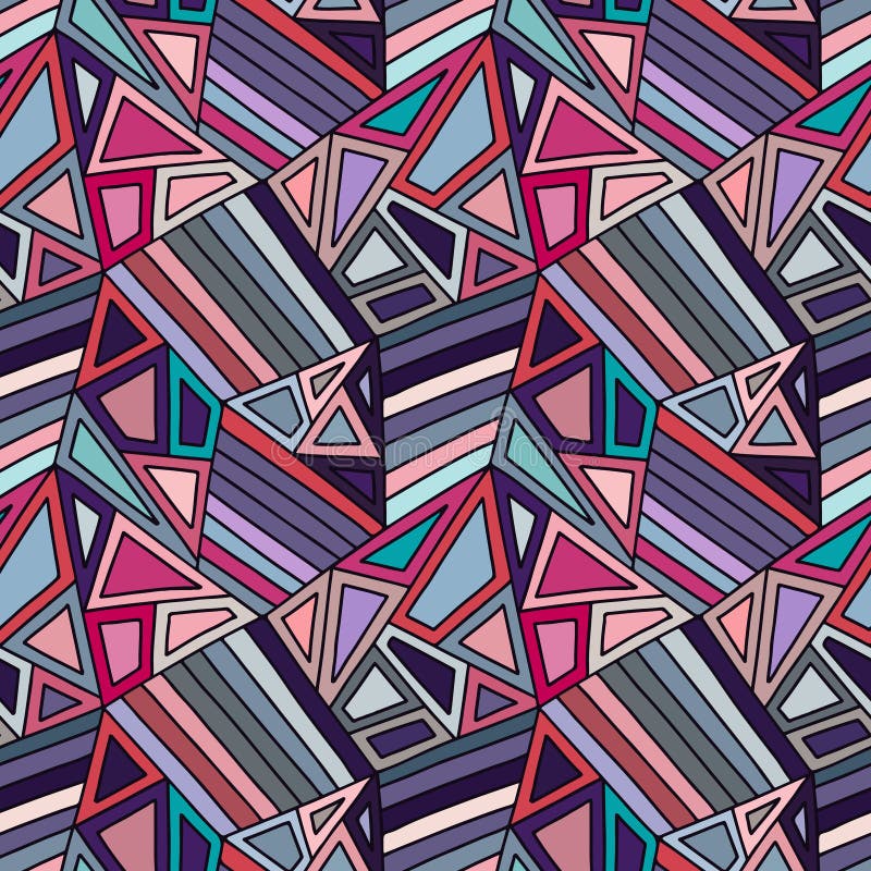 Seamless Vector Blue Pattern, Lined Asymmetric Geometric Background ...