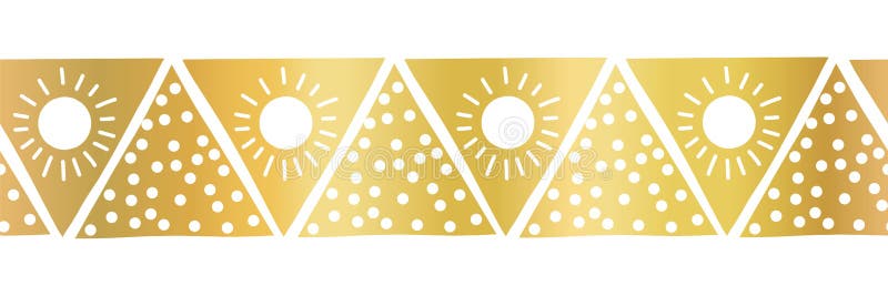 Golden Triangles Seamless Vector Border. Gold Foil Triangles Stock ...
