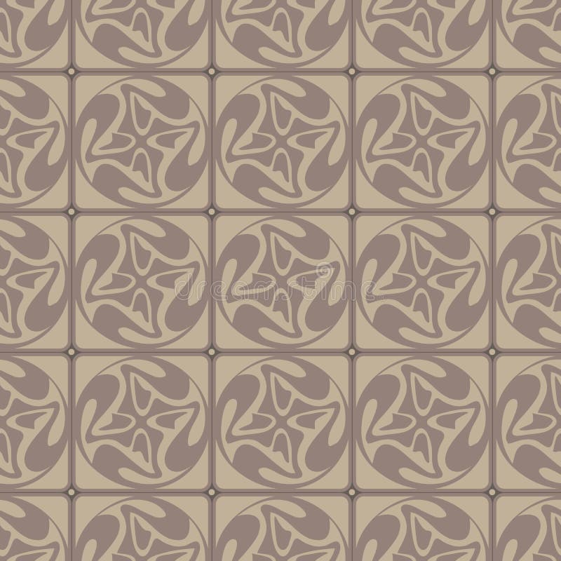 Seamless Vector Brown Square Pattern in Art Nouveau Style Stock ...