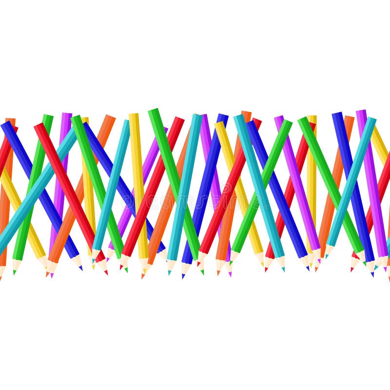 Seamless Vector Chaotic Horizontal Border of Colored Pencils. Stock ...
