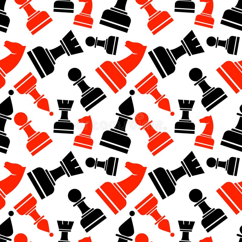 Seamless Vector Chaotic Pattern with Black and Red and Chess Pieces ...