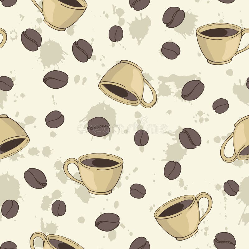 Seamless Vector Coffee Pattern Stock Vector - Illustration of crop ...
