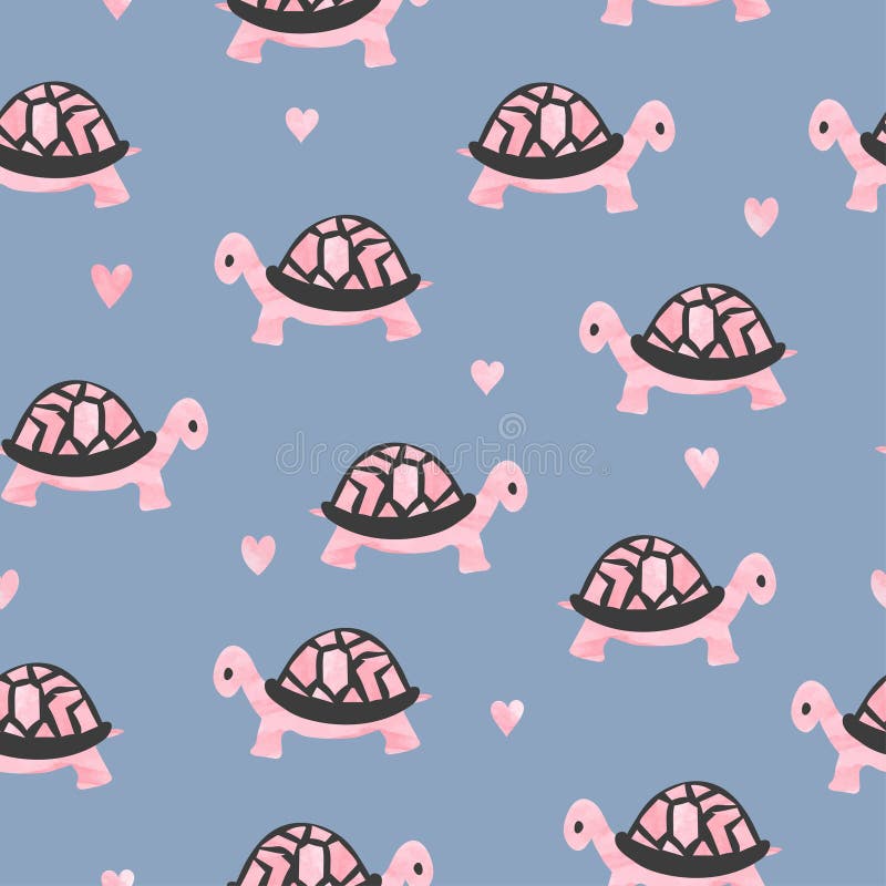 Seamless Vector Cute Tortoise Pattern for Kids. Stock Vector ...