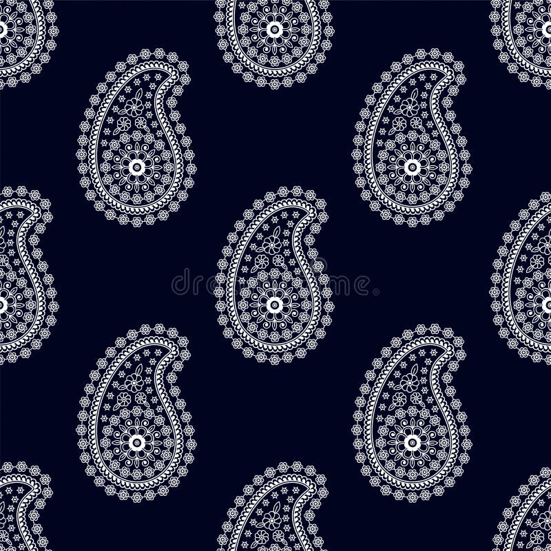 Seamless Vector Blue Pattern with Traditional Indian Ornament.seamless ...