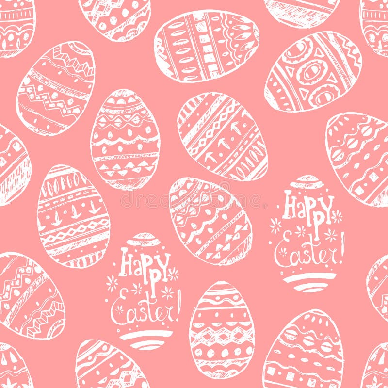 Seamless Vector Easter Pattern with Hand Drawn Eggs Stock Vector ...