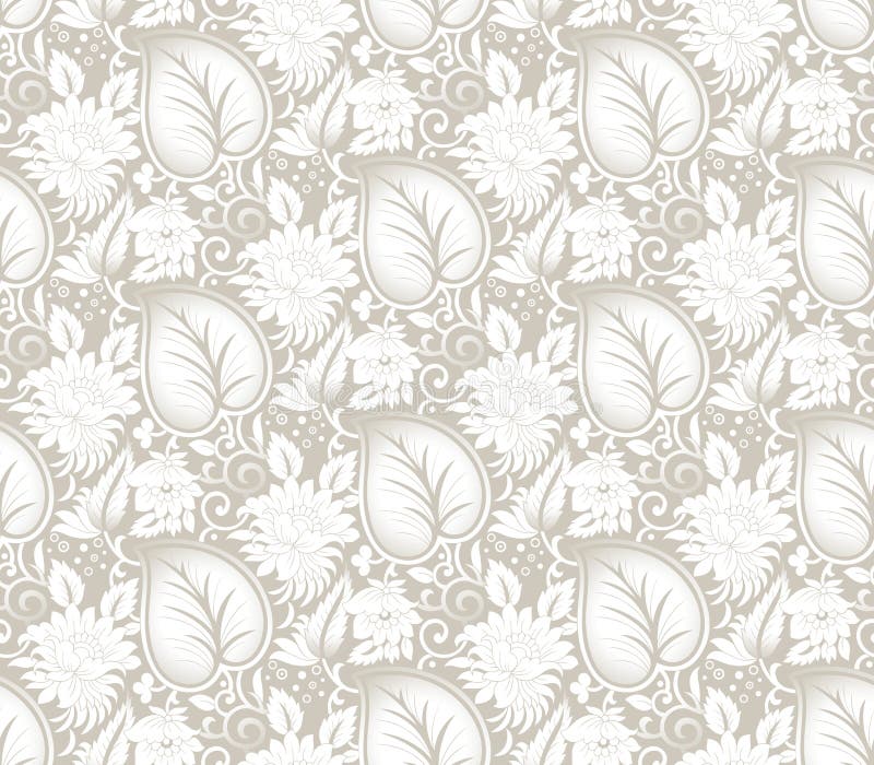 Seamless Vector Fancy Floral Wallpaper Stock Vector - Illustration of ...
