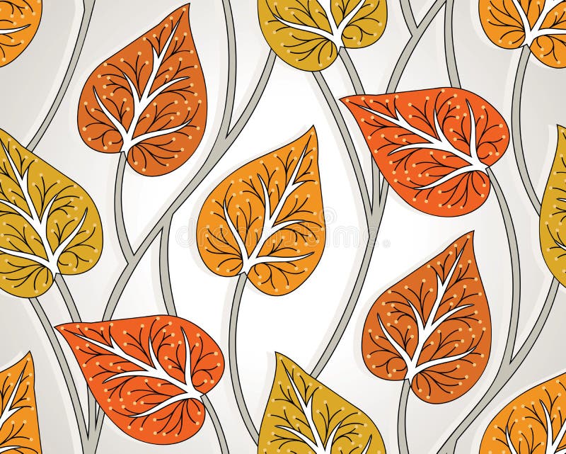 Seamless Fancy Leaves Vector Wallpaper Stock Vector - Illustration of ...