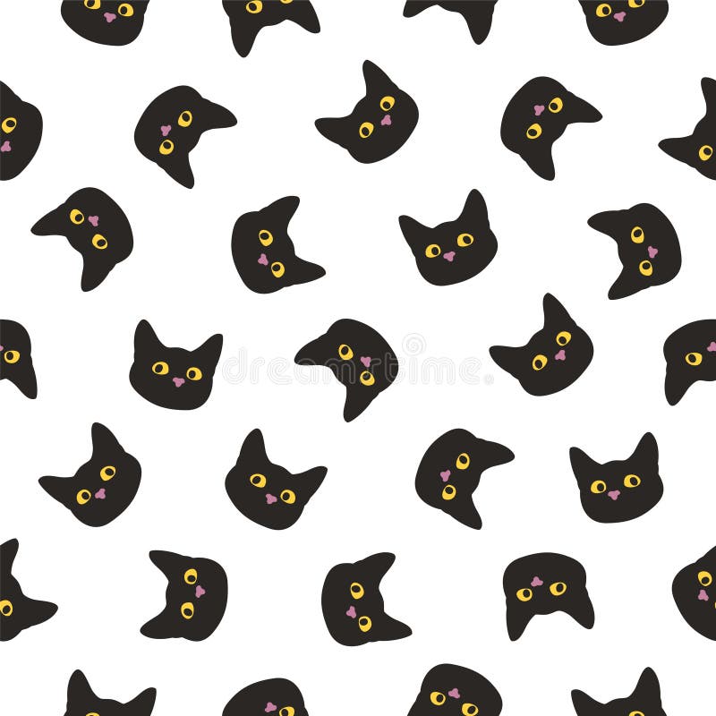 Seamless Patten - Kitten Silhouettes Stock Vector - Illustration of ...