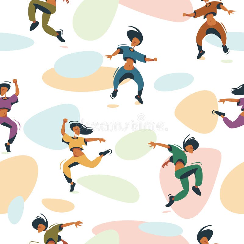 Seamless Pattern of Dancing People Stock Vector - Illustration of night ...
