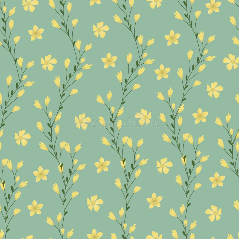 Seamless Vector Floral Pattern Background. Vector Textures with Yellow ...