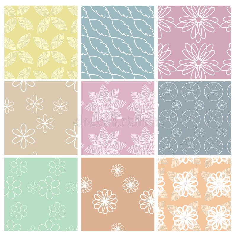 Seamless Vector Floral Pattern Set Stock Vector - Illustration of ...