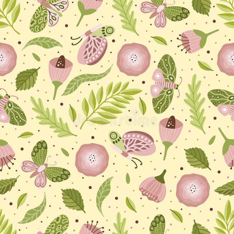 Seamless Vector Floral Pattern, Spring, Summer Backdrop. Hand Drawn ...