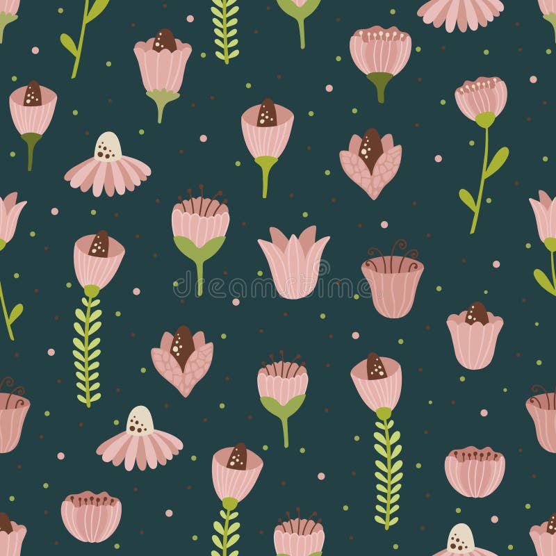 Seamless Vector Floral Pattern, Spring, Summer Backdrop. Hand Drawn ...
