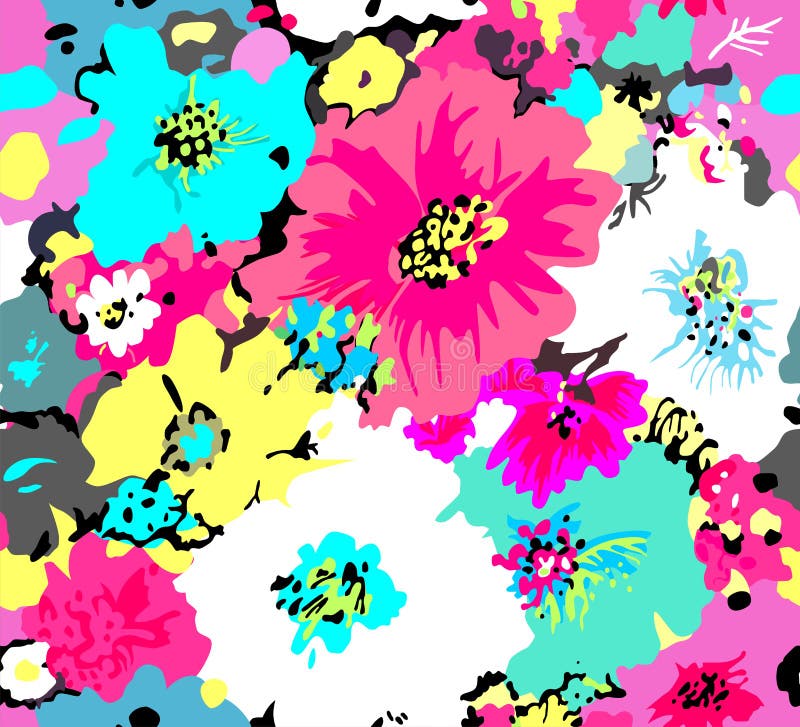 Seamless Vector Floral Print Stock Vector - Illustration of shrub ...