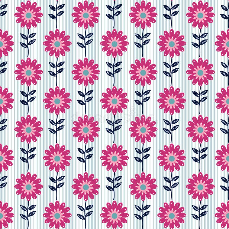 Seamless Vector Flower Pattern in Folk Art Style with Striped ... Seamless Vector Flower Pattern in Folk Art Style with Striped ...