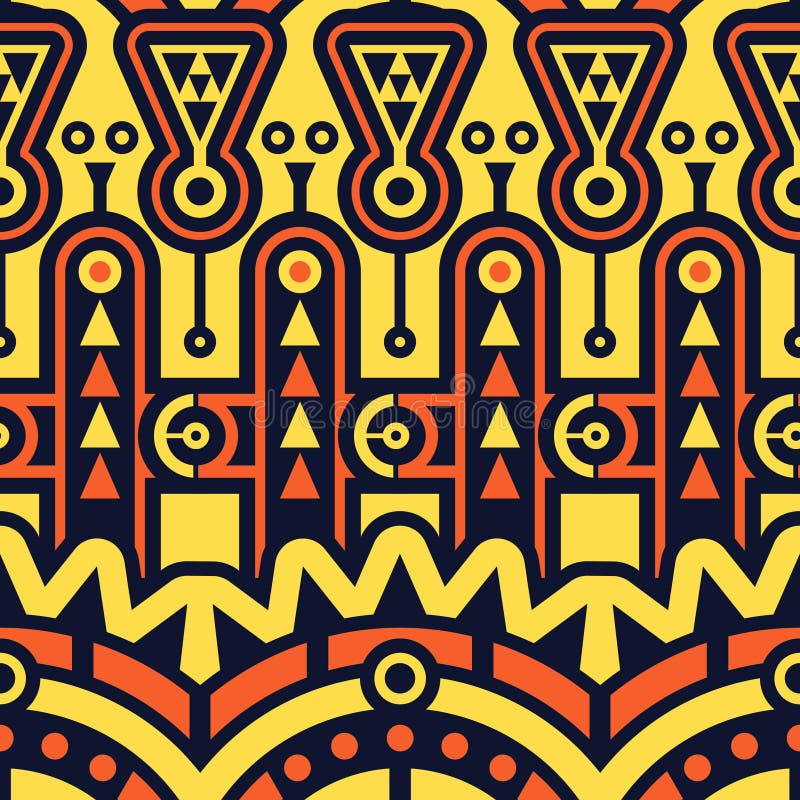 Seamless Vector Geometric Pattern. Techno Tribal Stock Vector ...
