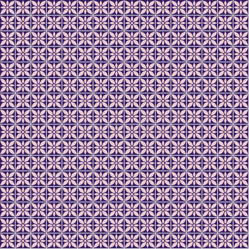 Seamless Vector Geometric Pattern. Violet Background with Flowers Stock ...