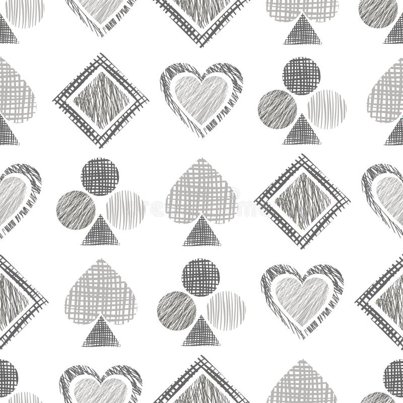 Seamless Vector Geometrical Pattern with Icons of Playing Cards ...