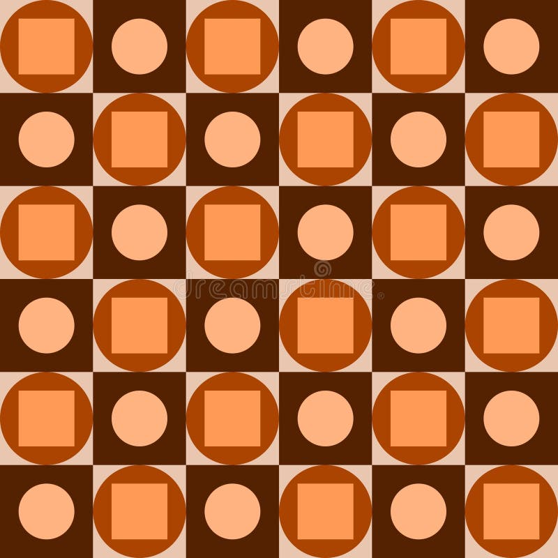 Seamless Vector Graphic Of Circles And Squares In Shades Of Brown It Might Be Used As A Retro