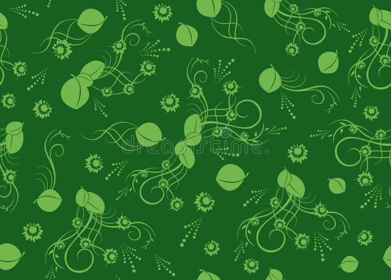 Seamless Vector Green Texture with Plants Stock Vector - Illustration ...
