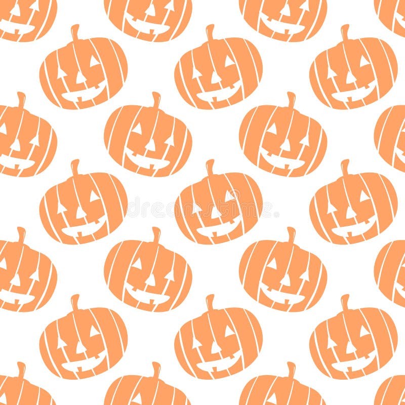 Seamless Vector Halloween Pattern with Pumpkins Stock Vector ...