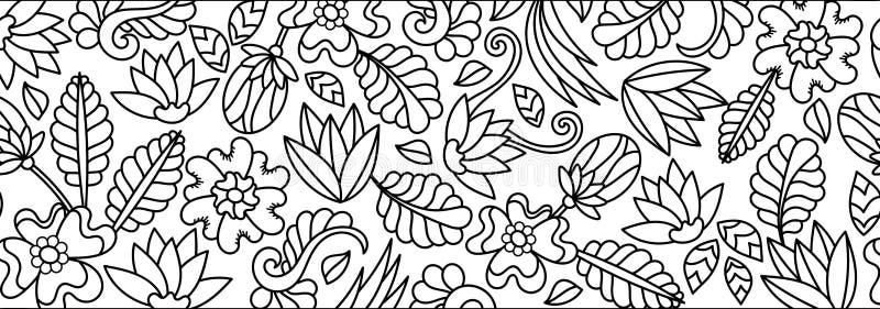 Seamless Vector Horizontal Borders Made of Flowers, Leaves and ...