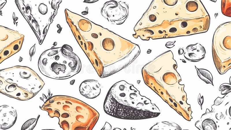 Cheese Seamless Pattern Vector Illustration for Design Projects Stock ...