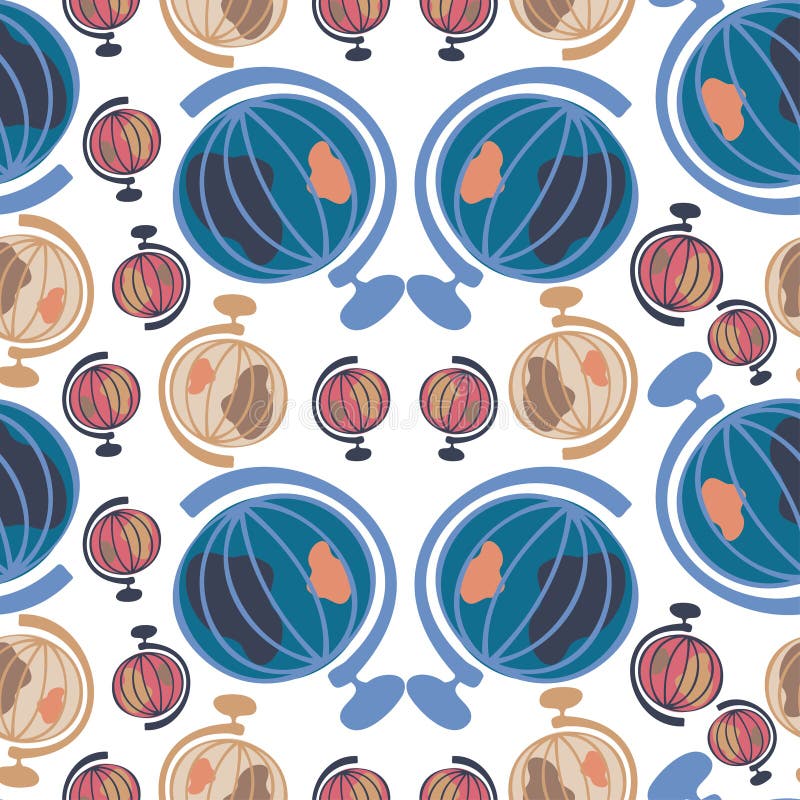 Seamless Vector Illustration Colorful Pattern Design of a School Globe ...