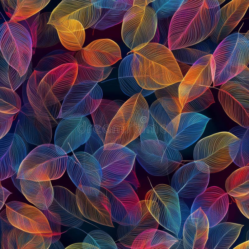 Seamless Vector Illustration of Colorful Transparent Leaves for ...