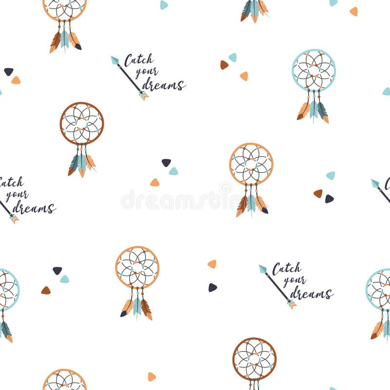 Seamless Vector Illustration with Dream Catchers Pattern Stock Vector ...
