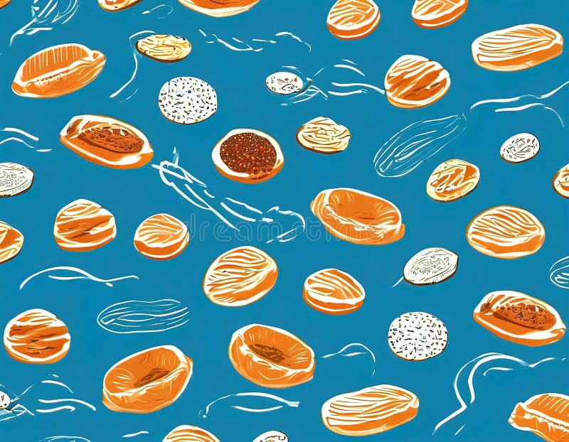 Seamless Vector Image with Continuous Pattern Including Bakery Products ...