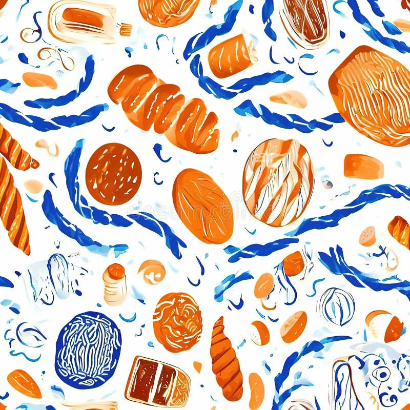 Seamless Vector Image with Continuous Pattern Including Bakery Products. Bread, Pastries, Stock ...