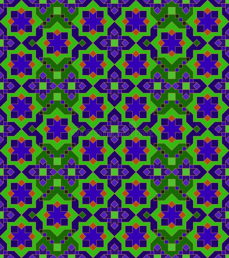 Seamless, Vector Image of Rectilinear Figures in Dark Green-Blue Tones ...