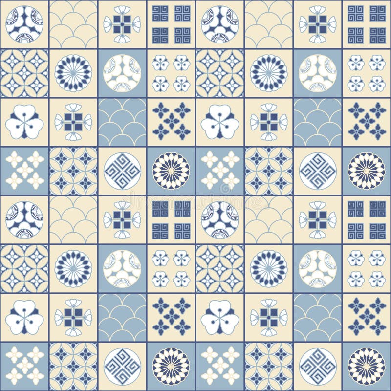 Seamless Vector Japanese Geometric Tile Pattern Design. Design for ...