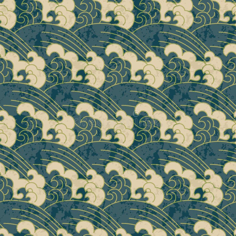 Seamless Vector Japanese Wave Water Pattern Stock Vector - Illustration ...