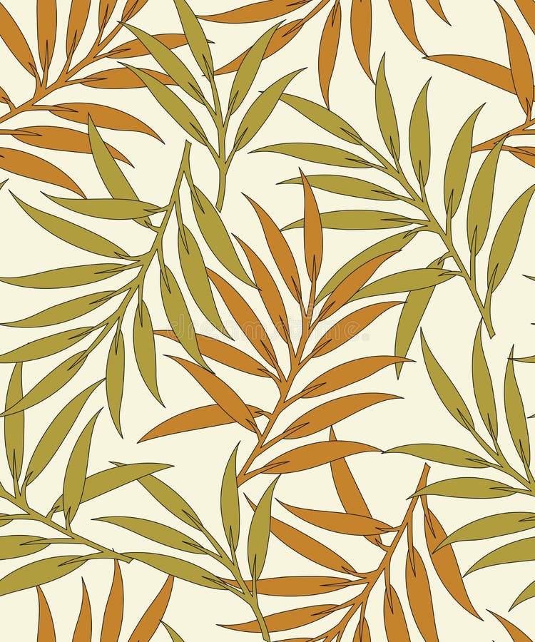 Seamless Green Leaves Pattern Stock Vector - Illustration of outlined ...