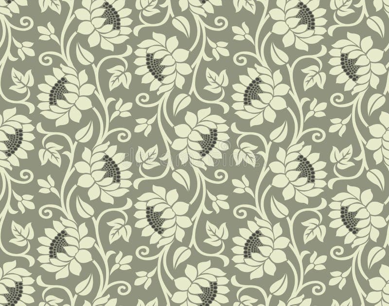 Seamless Vector Lotus Flower Pattern Design Stock Vector - Illustration ...