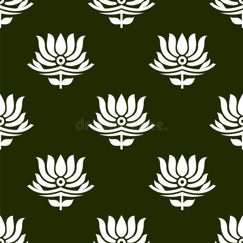 Seamless Vector Lotus Flower Pattern Design Stock Vector - Illustration ...