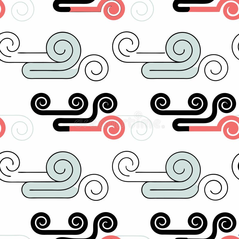 Seamless Vector Modern Background, Stylish Wind Swirl Motifs in Pastel ...