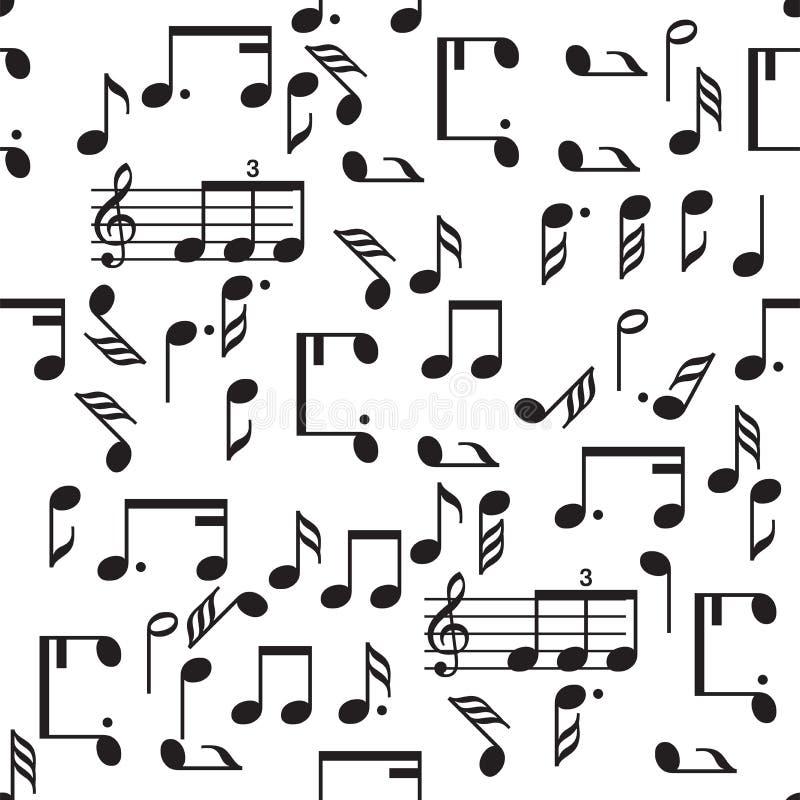 Seamless Vector Music Notes Pattern Stock Vector - Illustration of ...