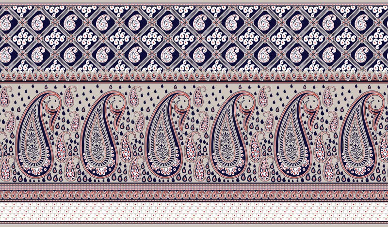 Seamless Vector Paisley Border Design Stock Vector - Illustration of ...