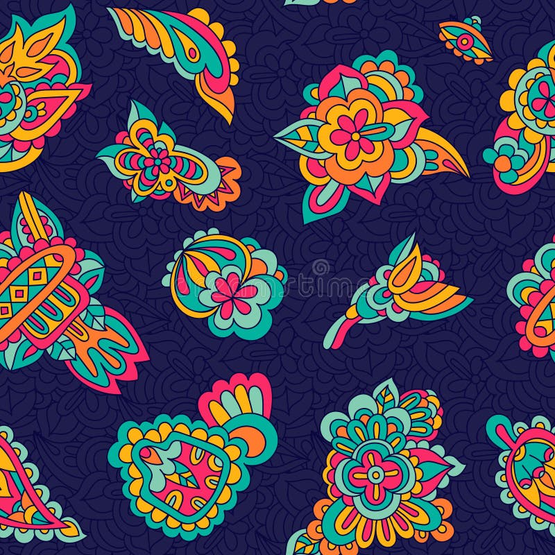 Seamless Vector Paisley Pattern Floral Abstract Design Stock Vector ...